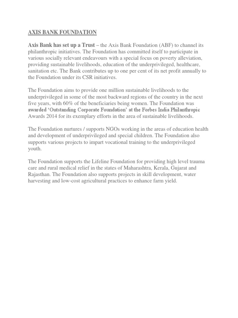 Axis Bank Foundation | PDF
