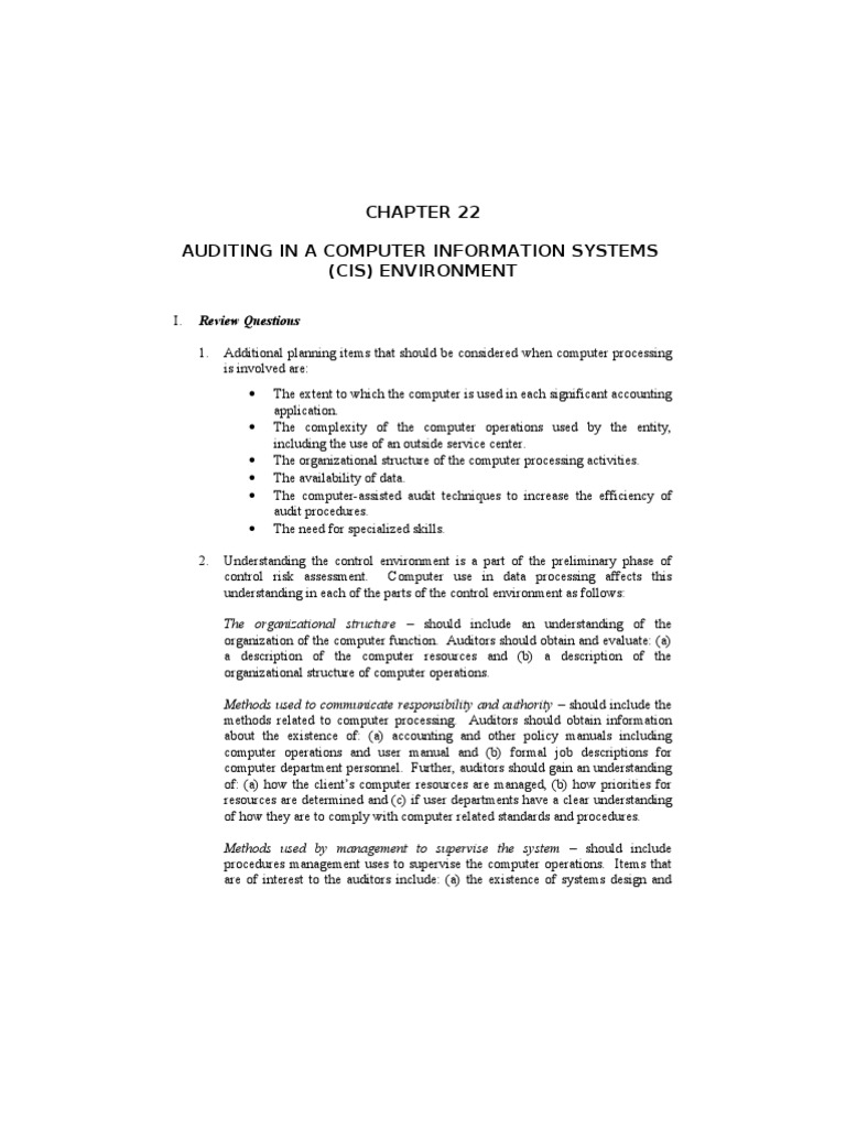 Chapter 22 Ans | PDF | Audit | Computer Program