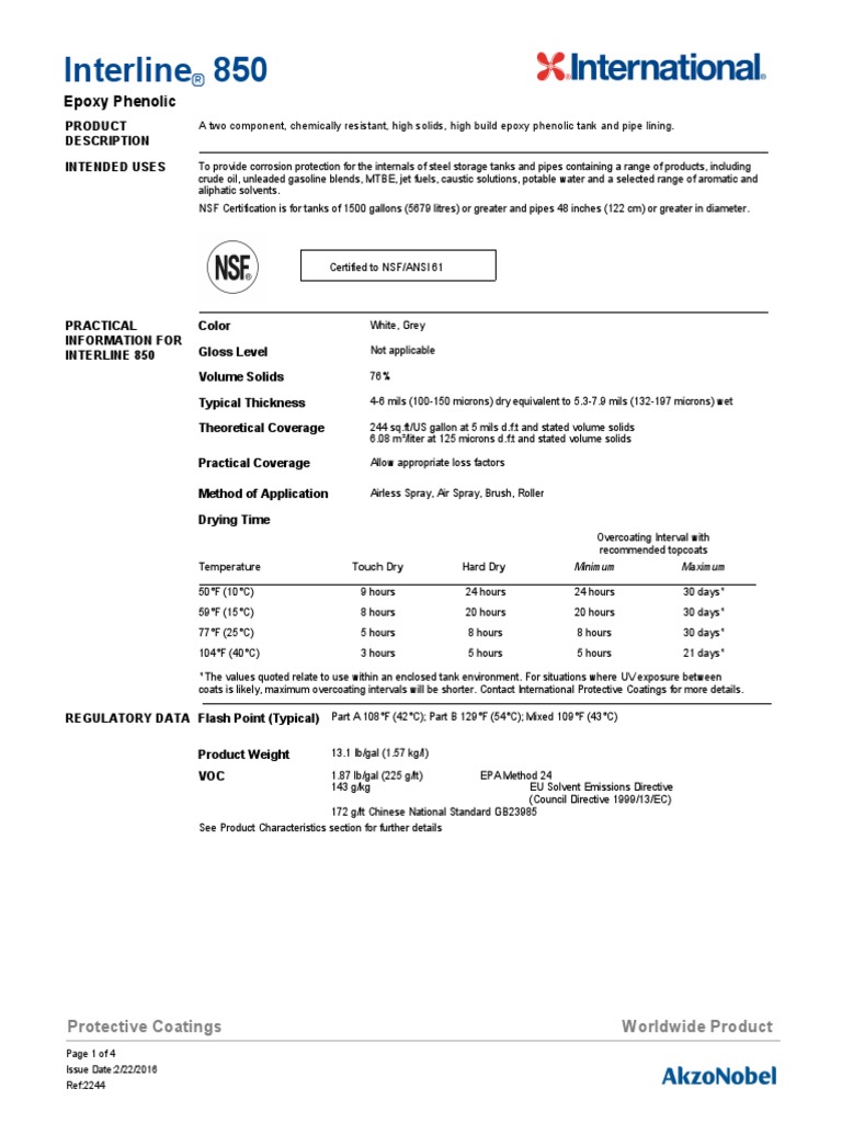 Interline 850 (1).pdf | Epoxy | Volatile Organic Compound