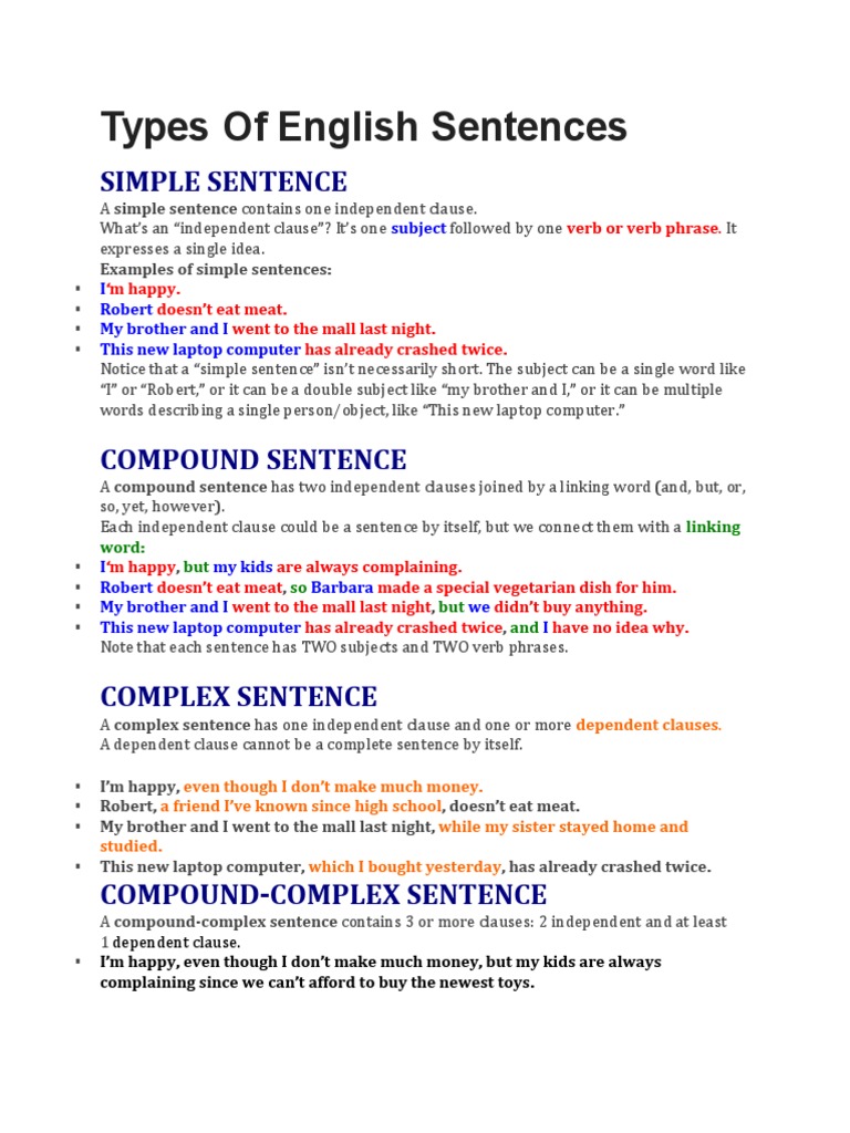 Sentences | PDF | Sentence (Linguistics) | Linguistic Typology