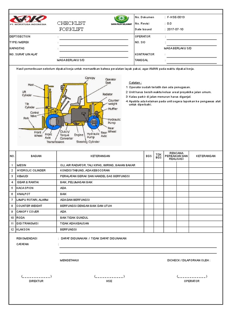 Form Checklist Inspeksi Alat Kerja | PDF