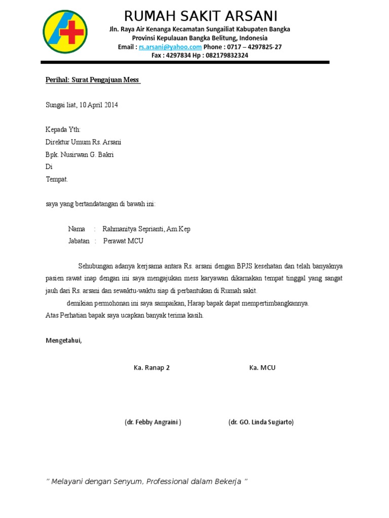 Surat Pengajuan Mess | PDF