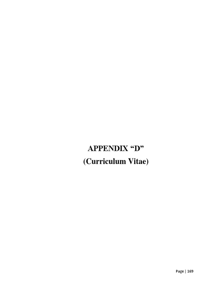 Appendix "D" (Curriculum Vitae) : Page - 169 | PDF