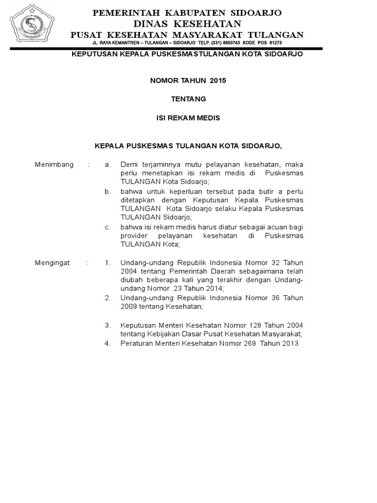 8.4.4.1 SK Isi Rekam Medis | PDF