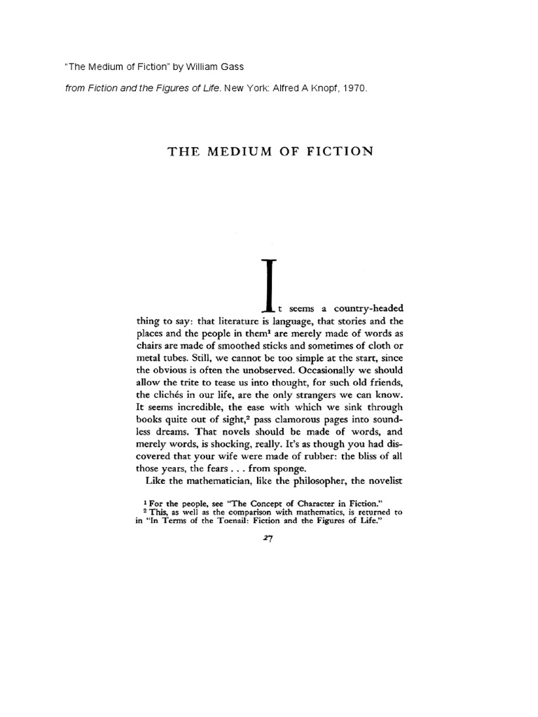 The Medium of Fiction - William Gass | PDF