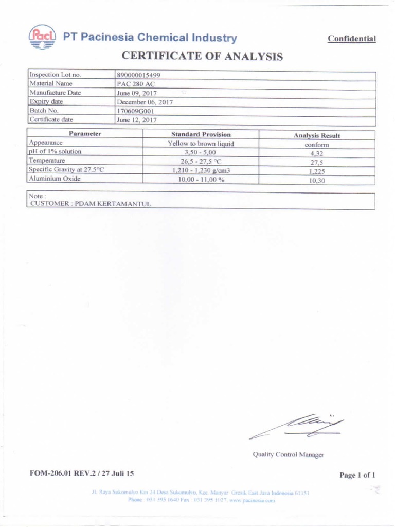 CoA PAC 280 AC | PDF