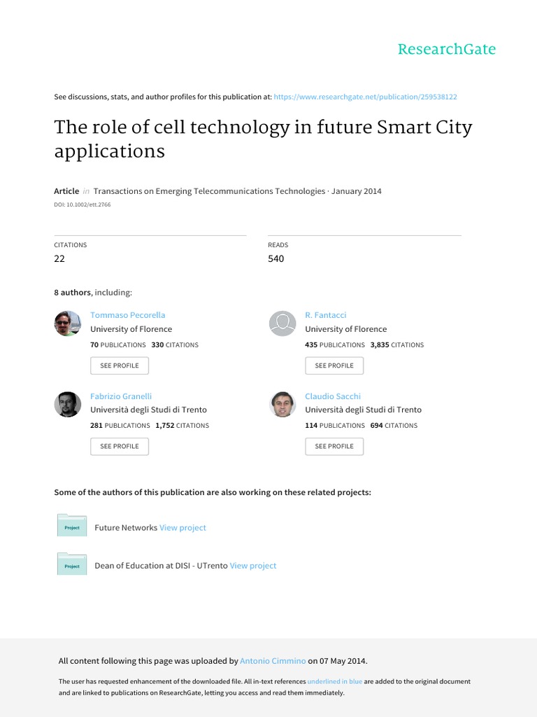 The Role of Small Cell Technology in Future Smart City Applications ...
