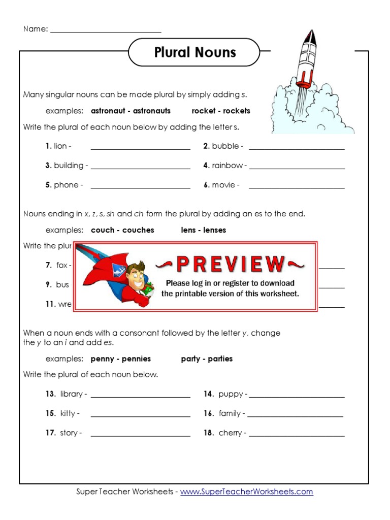 Plural Noun Rules Worksheet | PDF | Plural | Grammatical Number