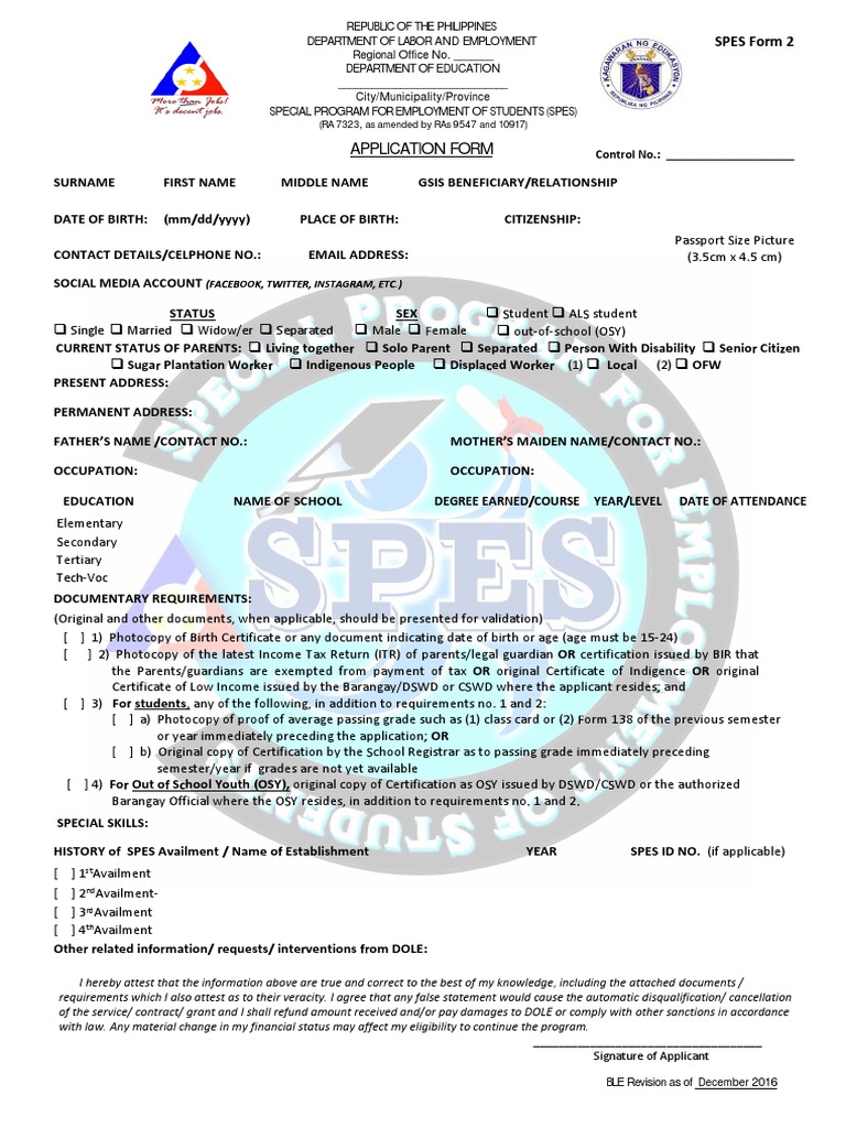 Spes Blank Form | PDF | Social Institutions | Social Science