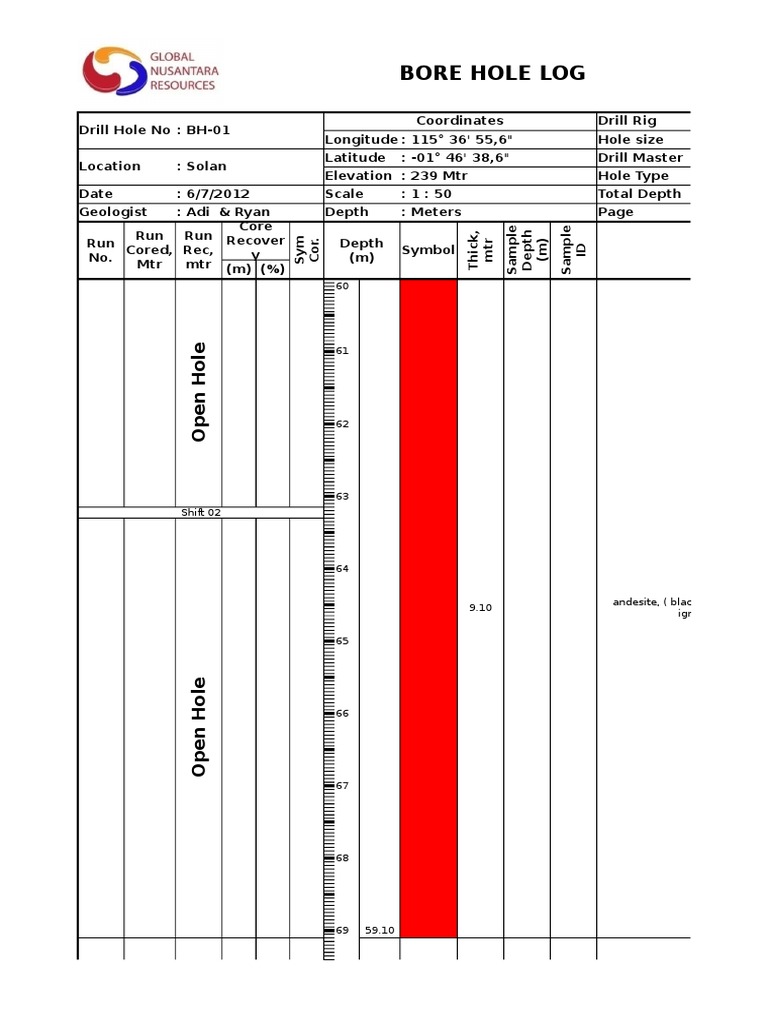 Bor Log BH 01 | Download Free PDF | Sandstone | Sand