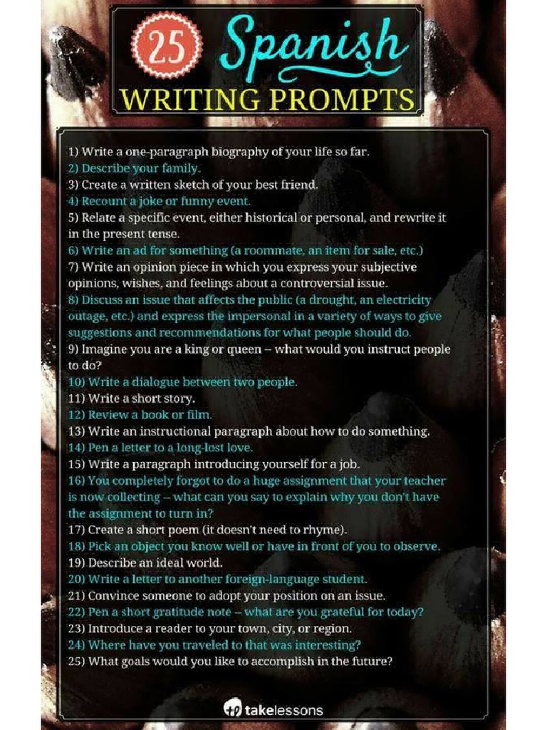 25 Spanish Writing Prompts | PDF