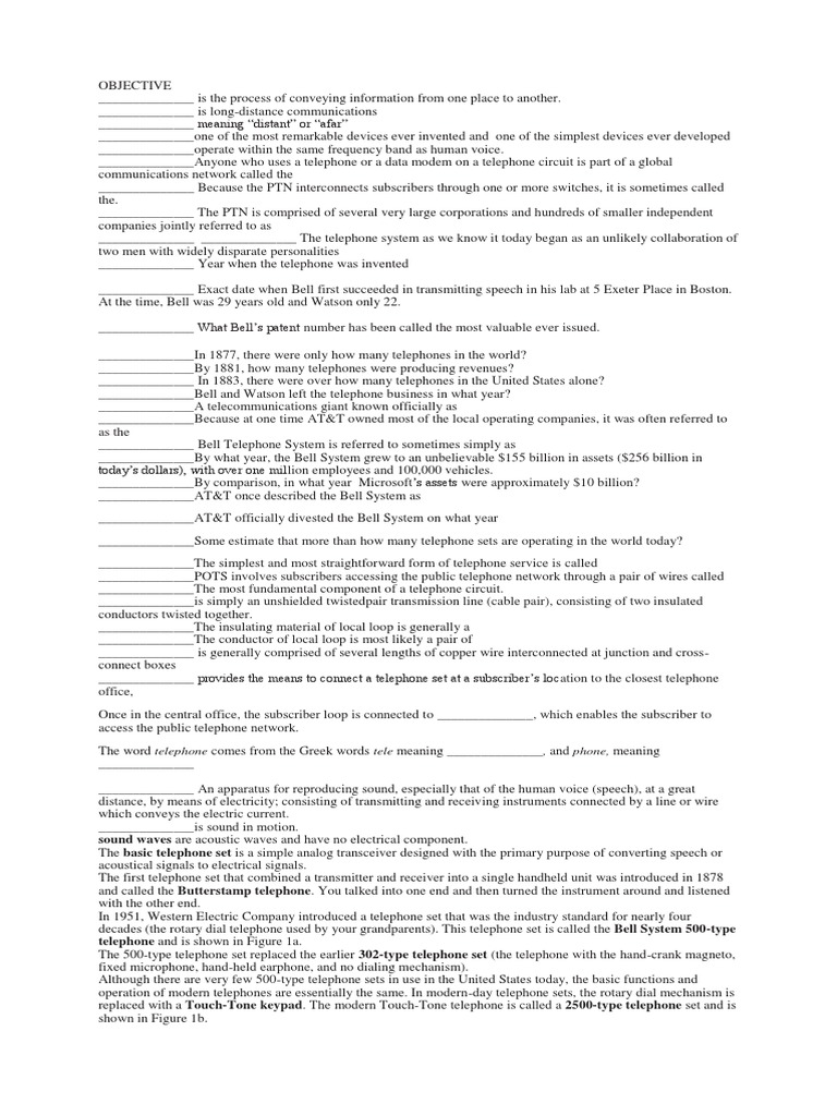 Telephone Instruments and Signals Answers | PDF | Telephone Exchange ...