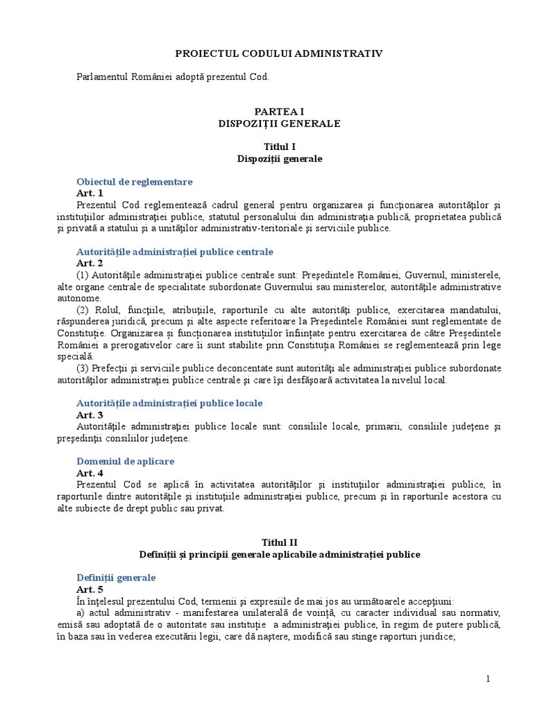 Proiect Cod Administrativ | PDF