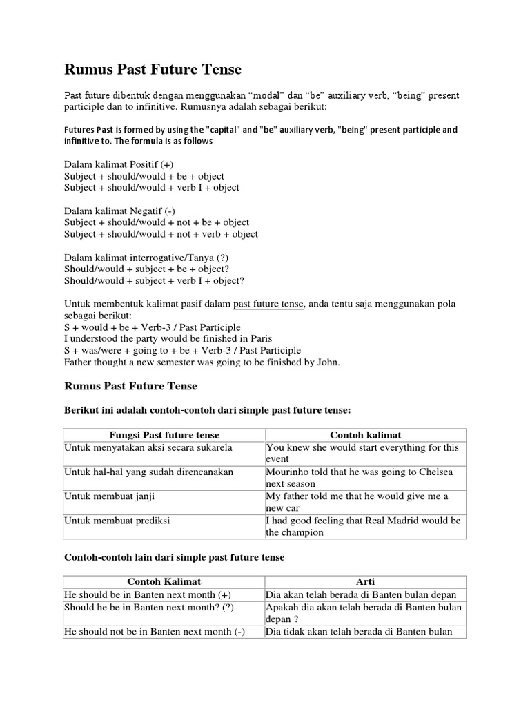 Rumus Past Future Tense | PDF | Grammatical Tense | Verb