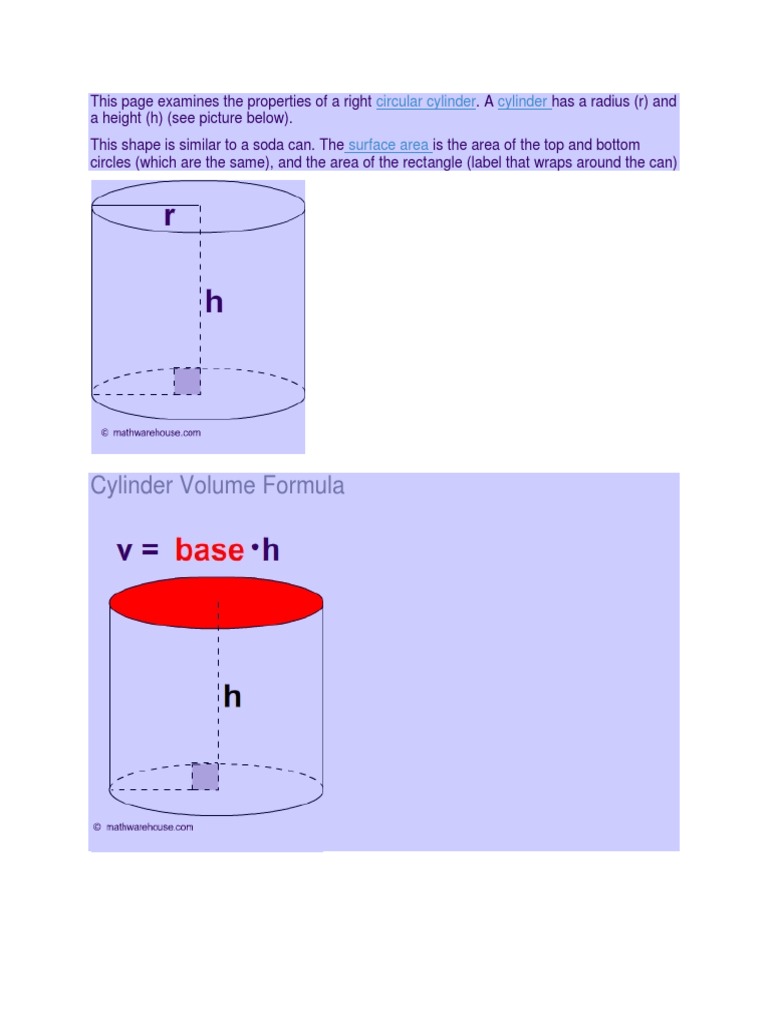 Volume of A Cylinder | PDF
