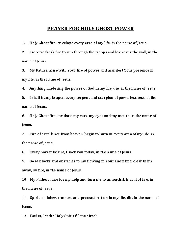 Holy Ghost Fire Prayer Guide | PDF | Holy Spirit | Jesus