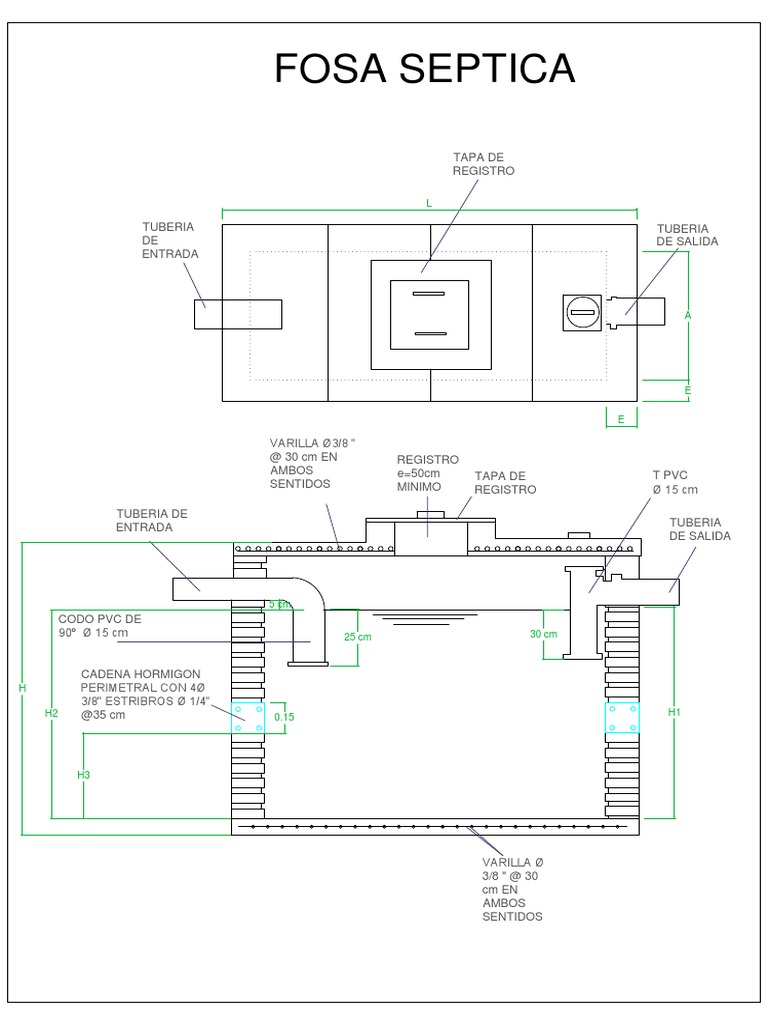 Detalle Constructivo de Fosa Séptica | PDF