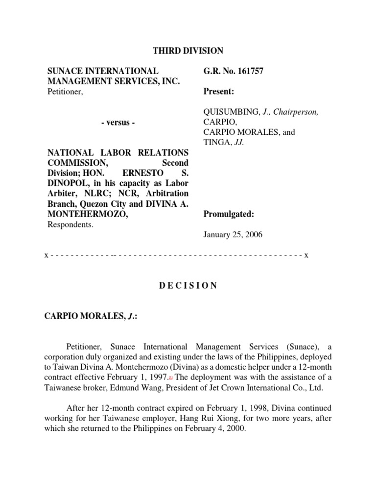 Sunace Vs NLRC | PDF | Law Of Agency | Certiorari