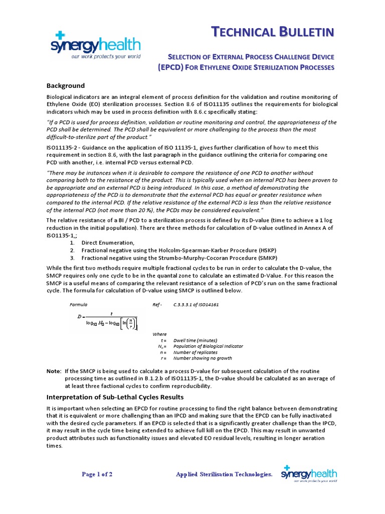 Attachment 4 - Technical Bulletin - Selection of Epcd | PDF | Sterilization (Microbiology ...