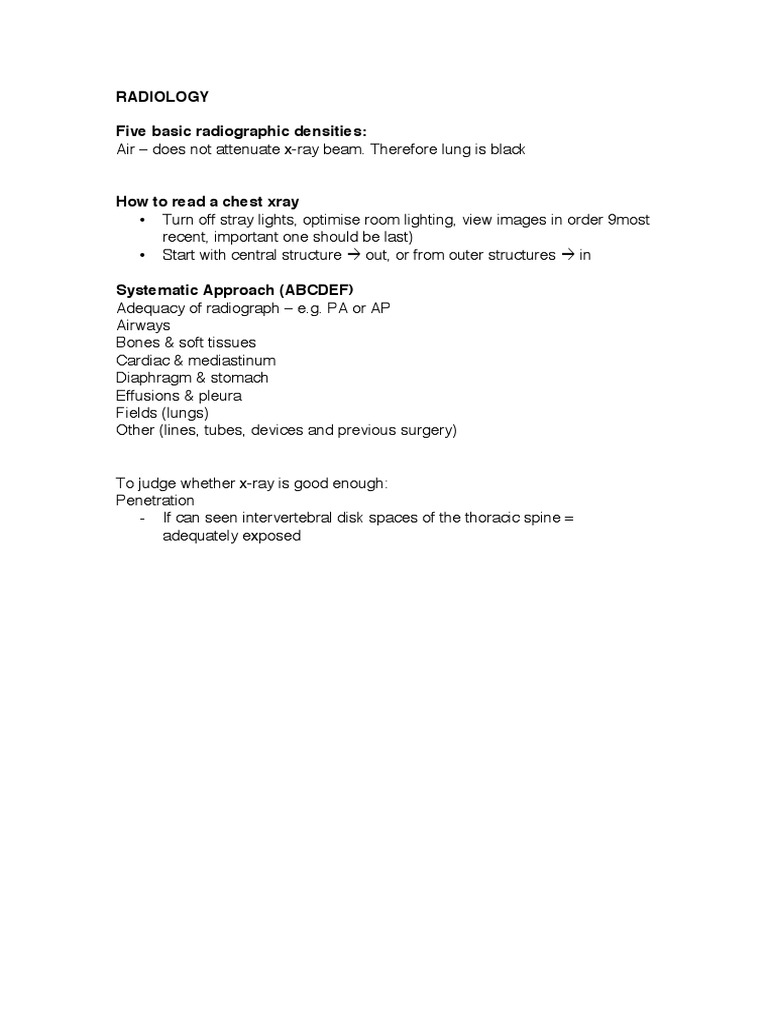 Radiology Five Basic Radiographic Densities | PDF
