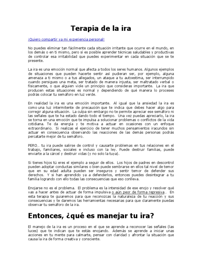 Terapia de La Ira | PDF | Ira | Ataque de pánico