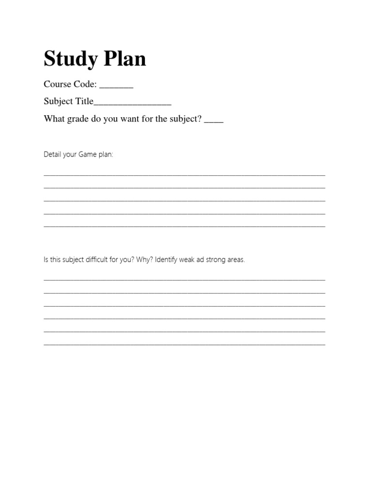 Study Plan (Letter) | PDF