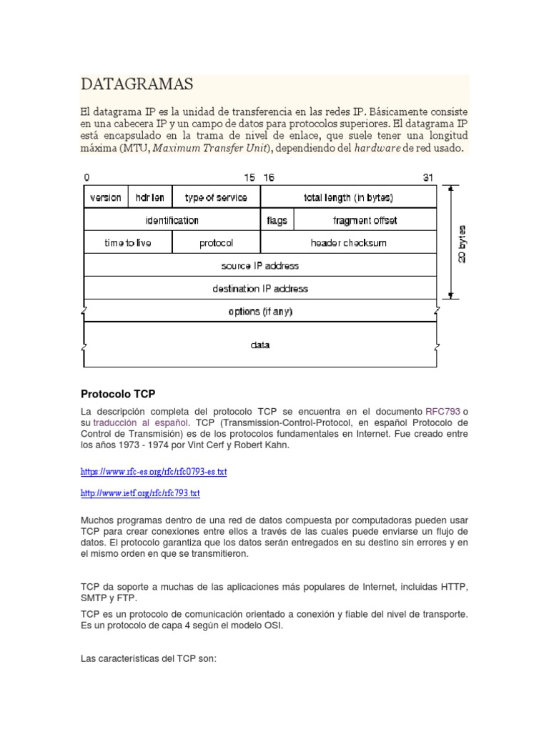 Datagrama, TCP, Udp | PDF | Protocolo de Control de Transmisión ...