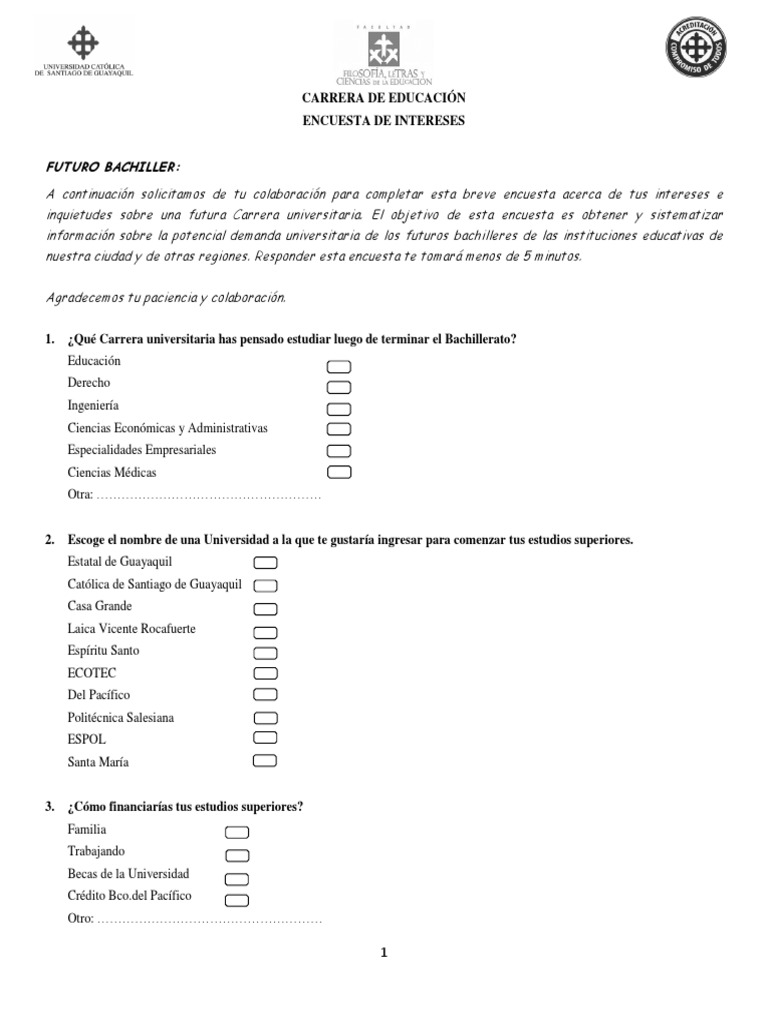 Encuesta de Intereses para Bachilleres | PDF | Science | Ciencia (general)