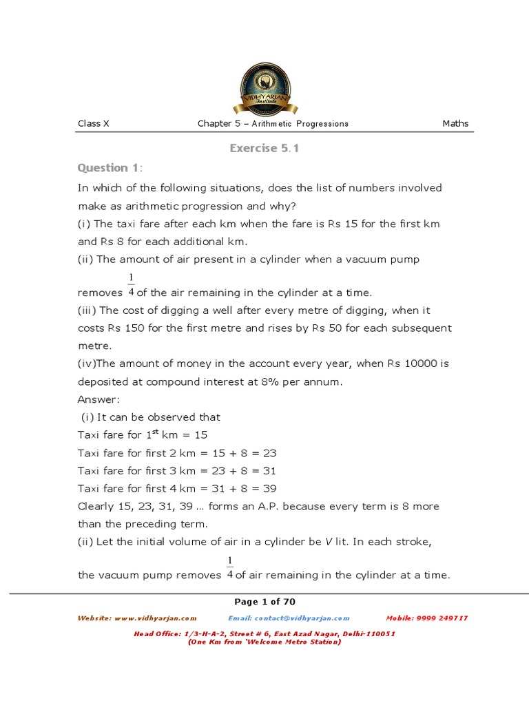 Chapter 5 Arithmetic Progressions PDF | PDF | Mathematical Objects | Teaching Mathematics