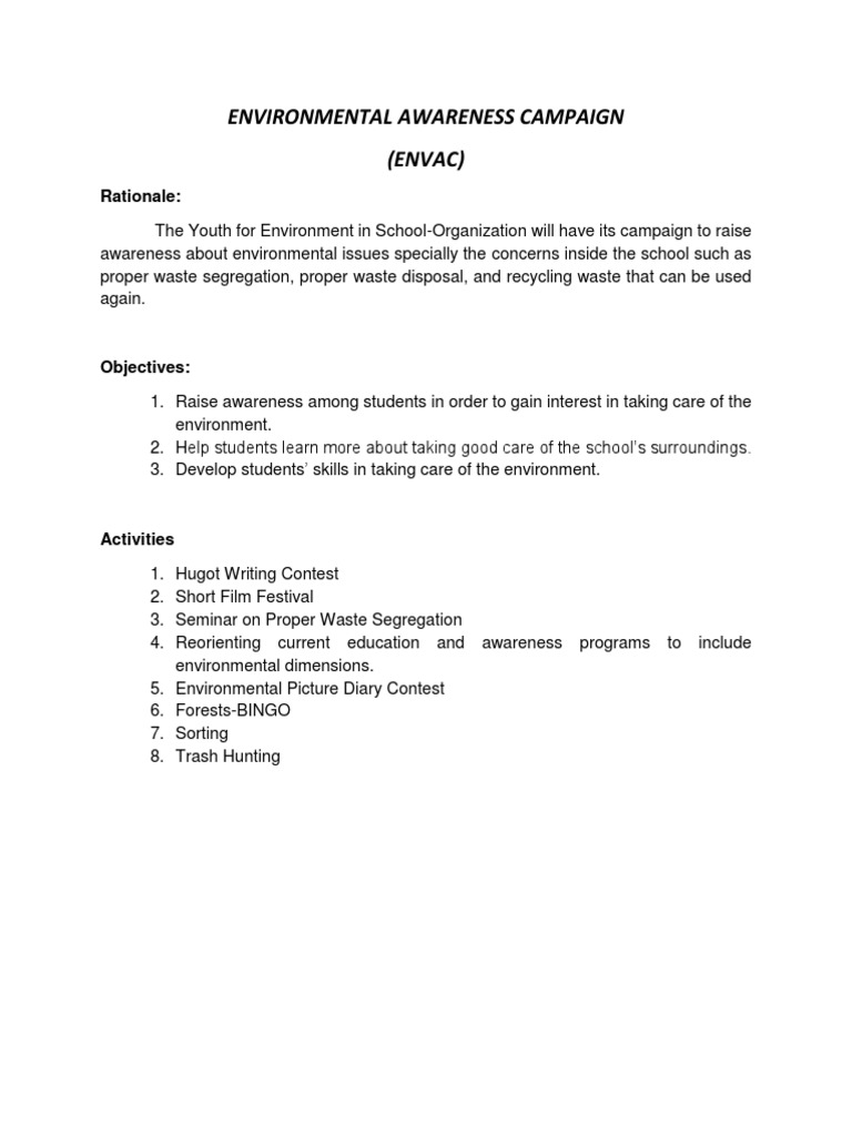 Environmental Awareness Campaign | PDF | Environmentalism | Environment