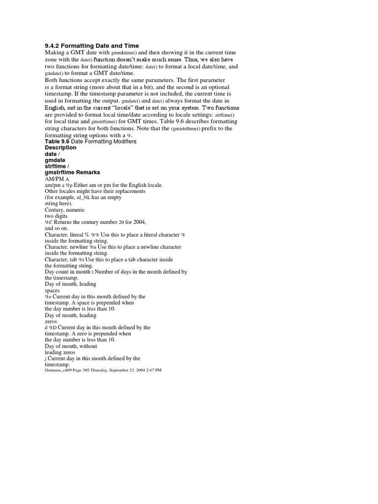 Formatting Date and Time in PHP | PDF | Computers