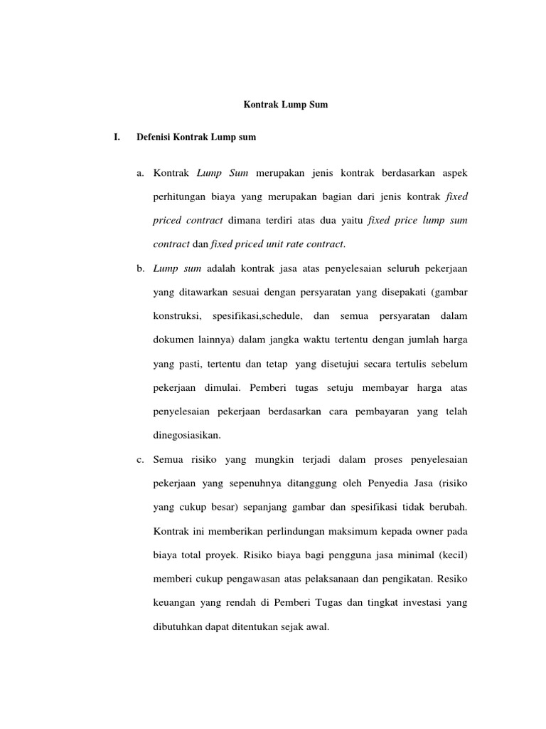 Kontrak Lump Sum | PDF