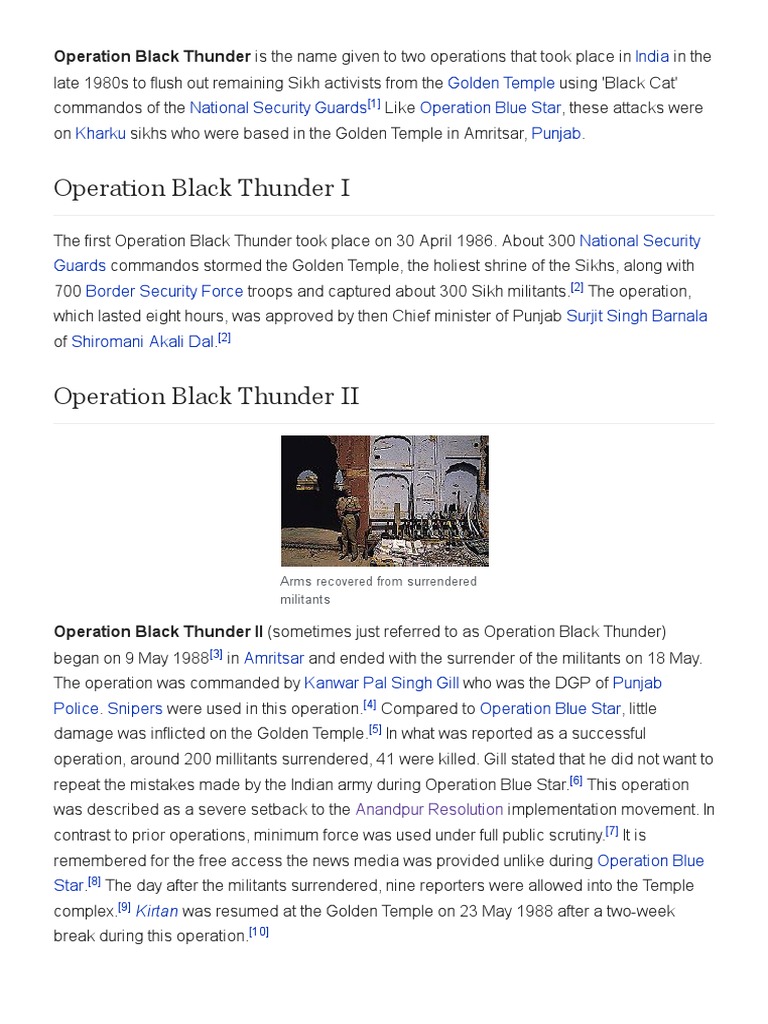 Overview of Operation Black Thunder | PDF | Government Of India | Punjab