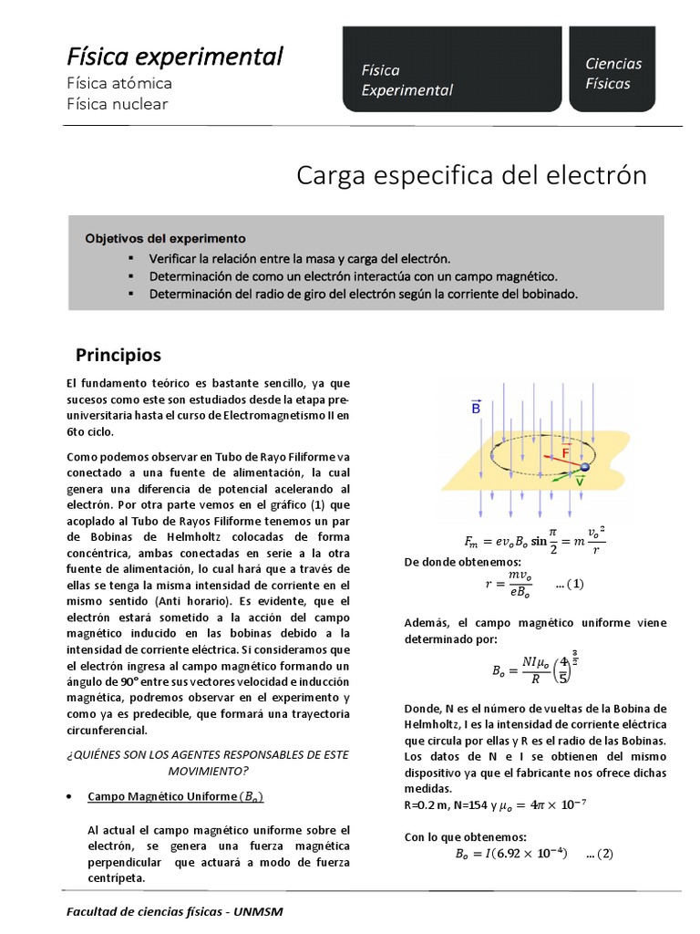 Electron Carga | PDF | Electrón | Campo magnético