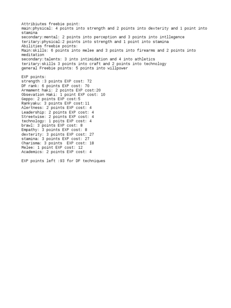 ONE Piece Character Stats | PDF | Self-Improvement