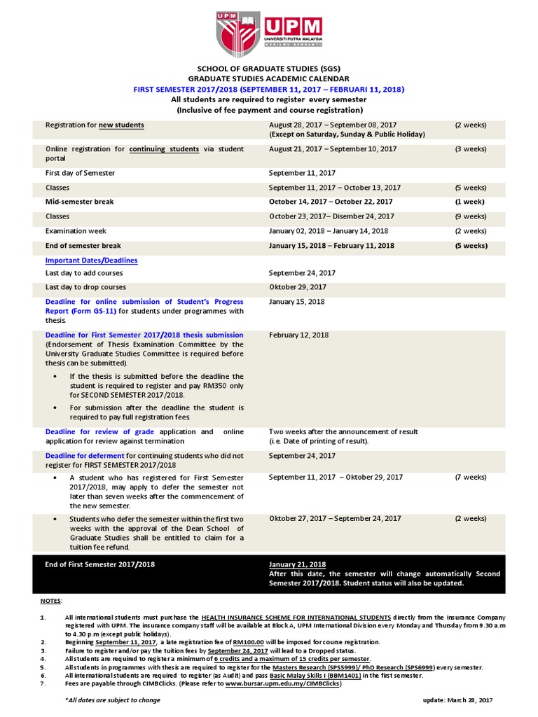 Academic Calendar Upm | Download Free PDF | Academic Term | Thesis