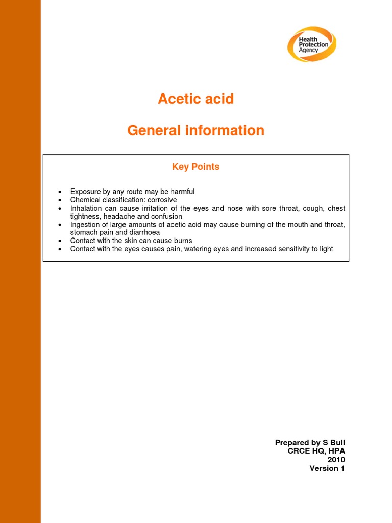 Acetic Acid: Health Risks and Uses | PDF | Acetic Acid | Hypothermia