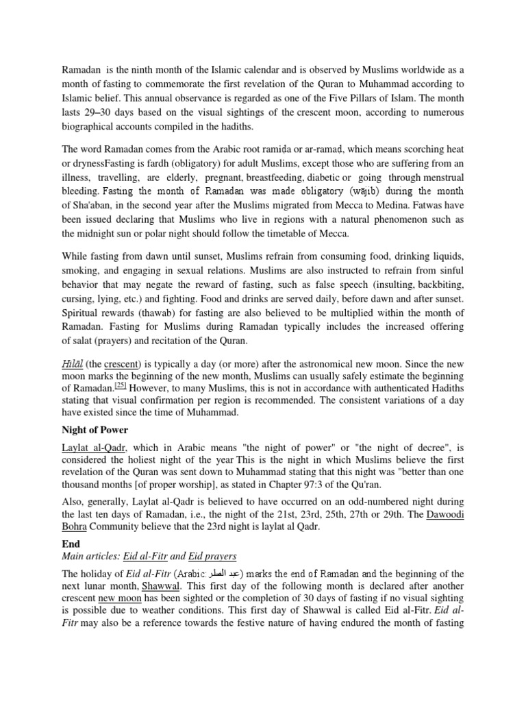 Ramadan Essay | PDF | Ramadan | Abrahamic Religions