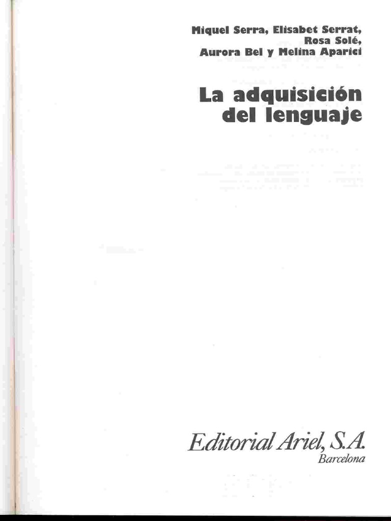 La Adquisición Del Lenguaje - Miquel Serra Et Al PDF | PDF