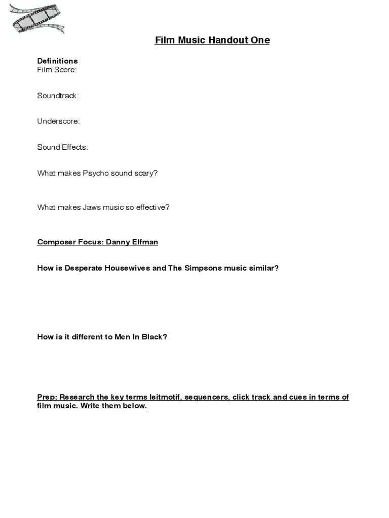 Film Music Worksheet One | PDF