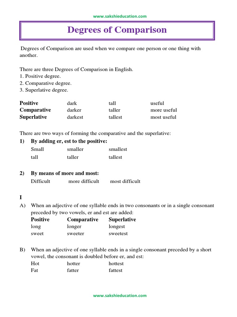 Degrees of Comparison | PDF | Linguistics | Grammar