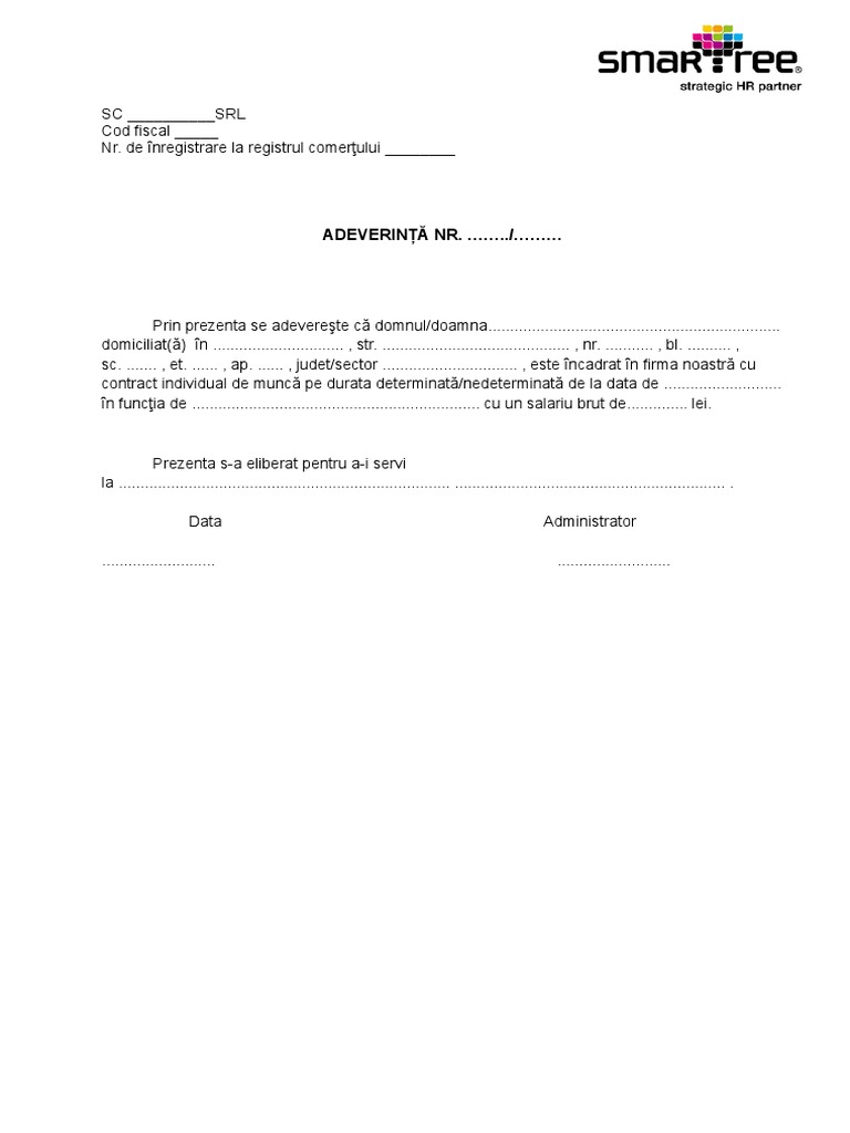 Model Adeverinta de Venit | PDF