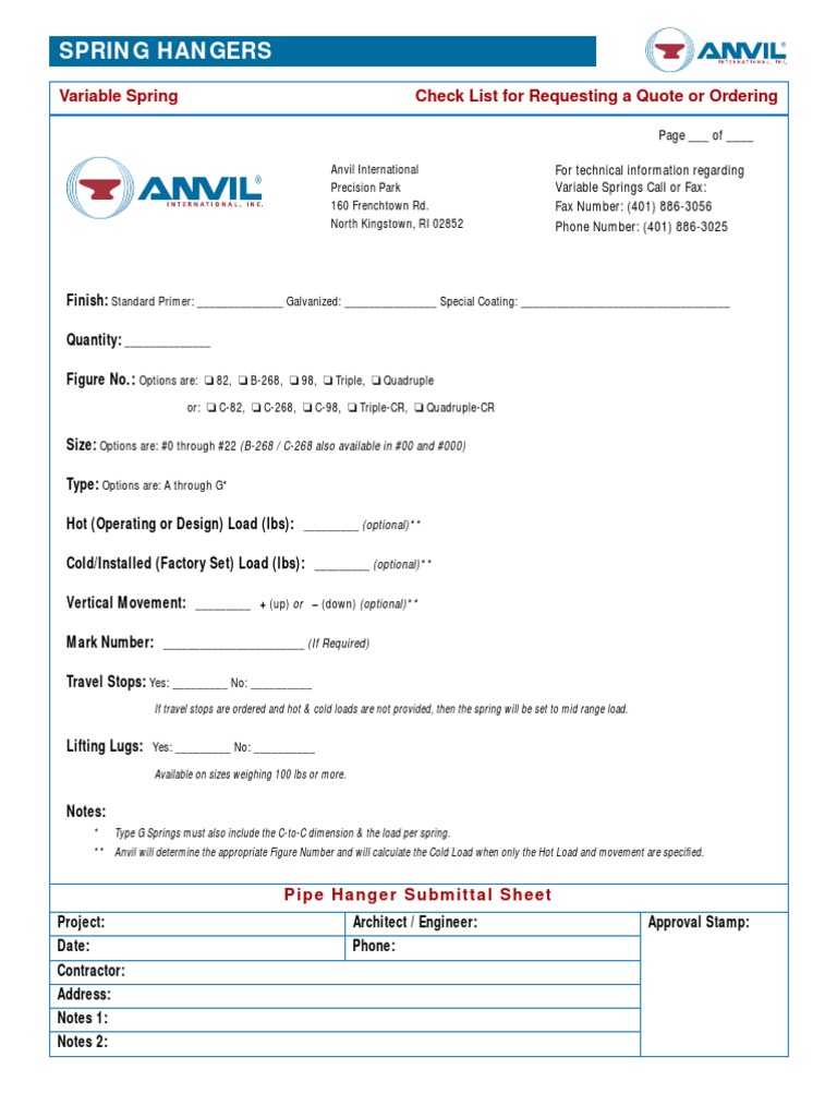 Spring Hangers - Anvil | PDF | Pipe (Fluid Conveyance) | Corrosion