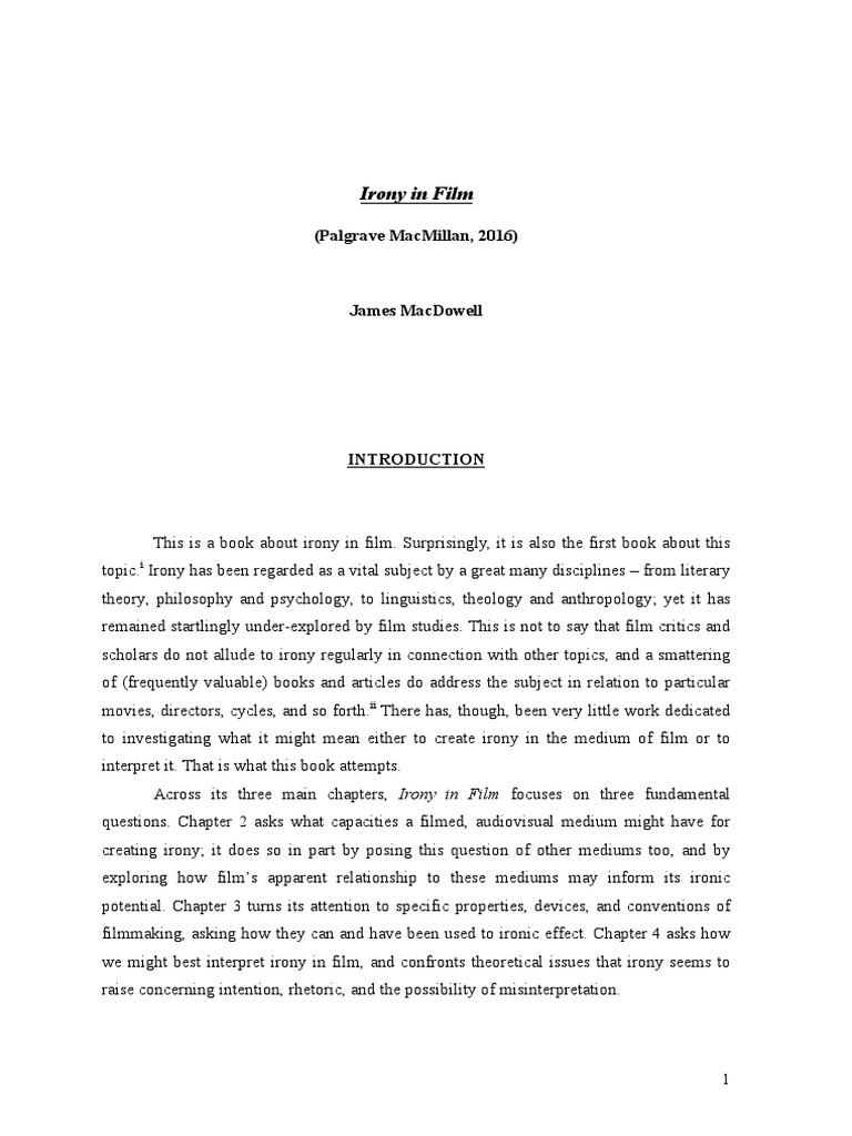 Introduction To Irony in Film | PDF | Irony | Rhetoric