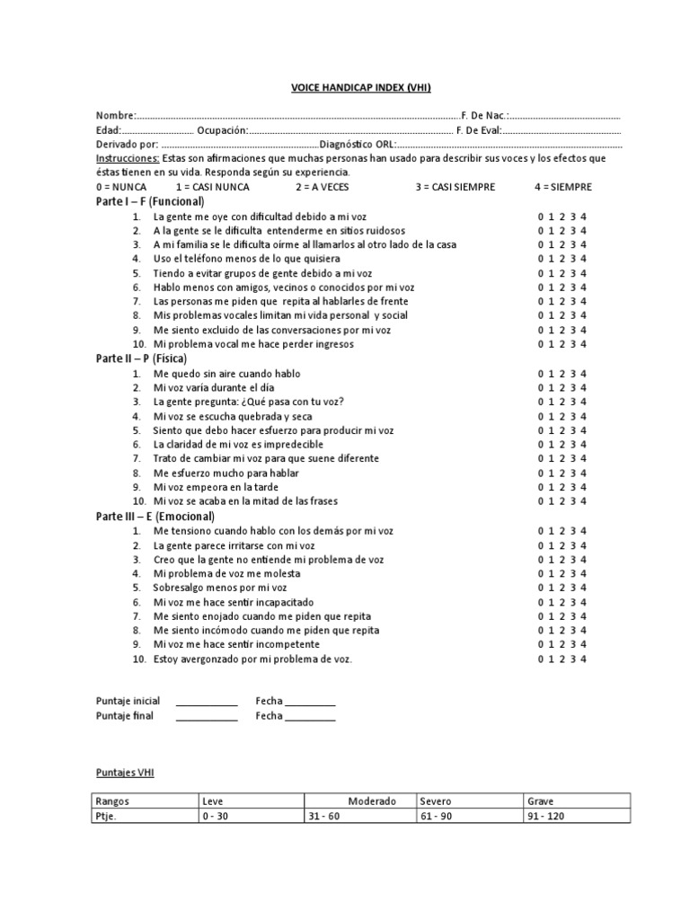 Voice Handicap Index | PDF | Ocio