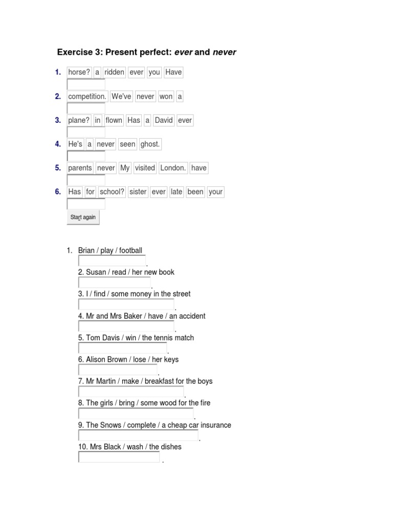 Present Perfect Activities | PDF