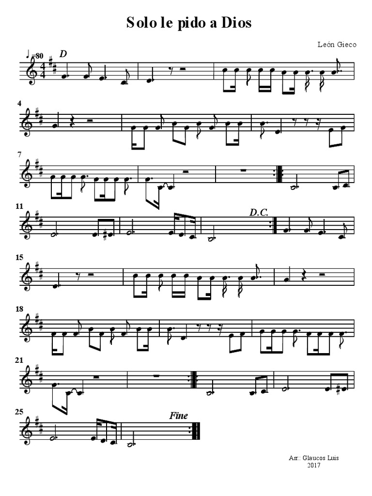 Partitura - Solo Le Pido a Dios D