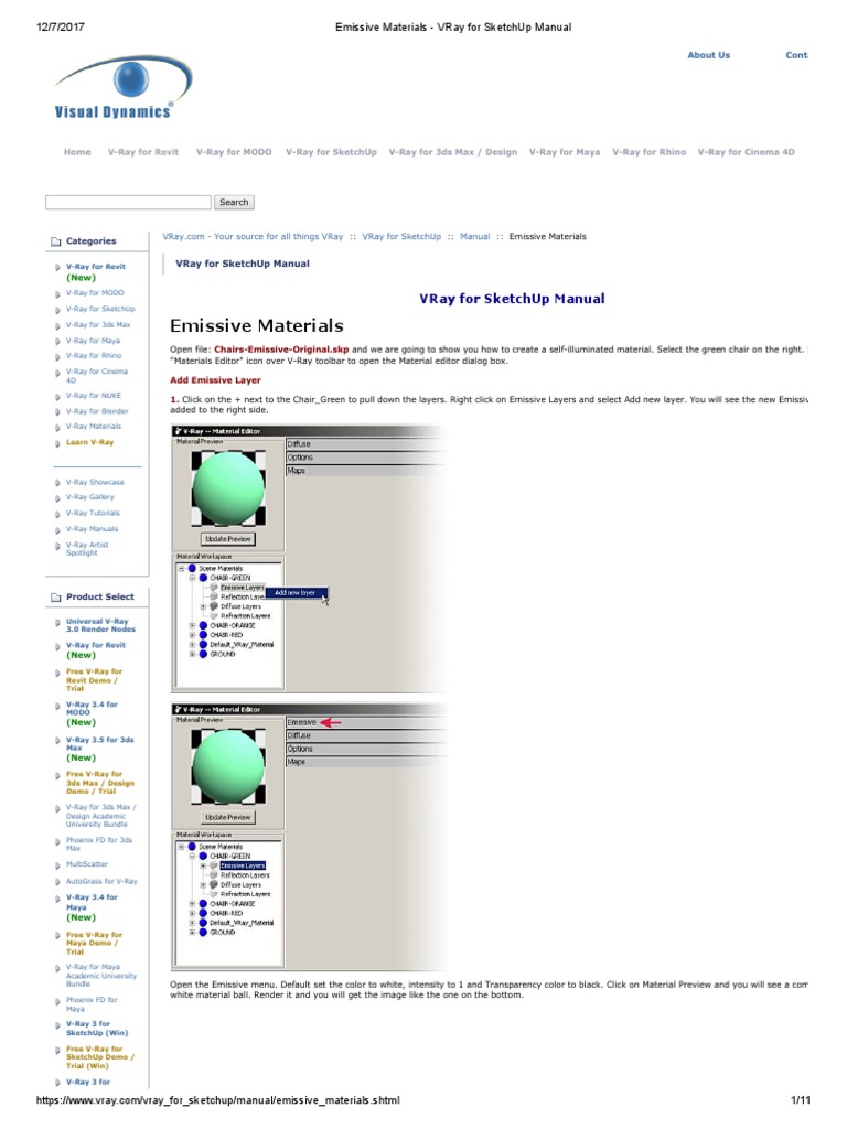 Emissive Materials - VRay For SketchUp Manual | PDF | Texture Mapping ...