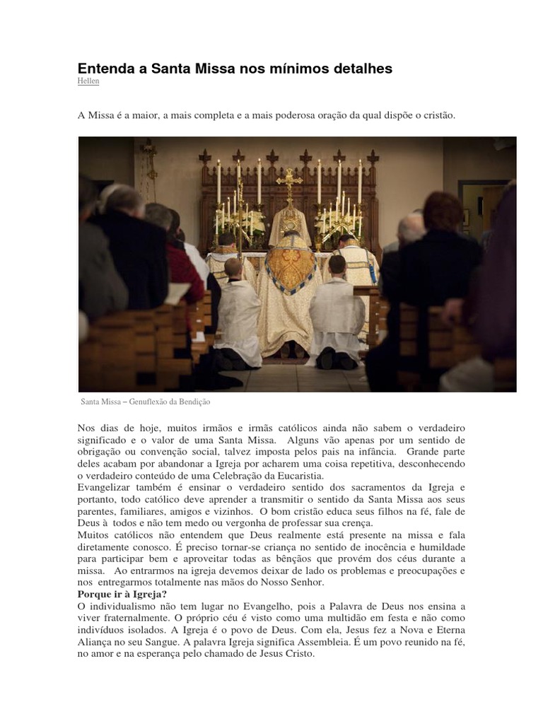 Significado da Santa Missa e Gestos Litúrgicos | PDF | Missa (liturgia ...