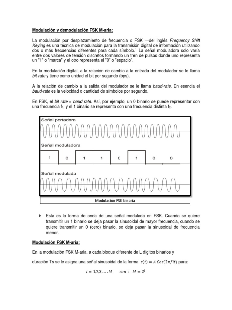 Modulación y Demodulación FSK M-Aria Word | PDF | Tecnología de medios | Inalámbrico